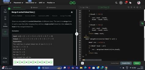 Gfg160 Codingchallenge Dsa Problemsolving Linkedlists Heaps