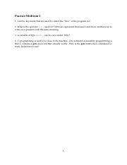 CS Sp Practice Midterm Pdf Practice Midterm List Five Keywords That Are Used To