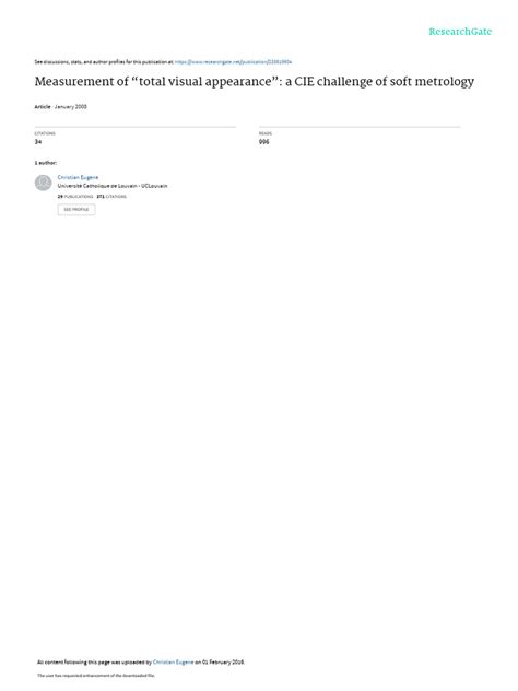 Measurement Of Total Visual Appearance A Cie Chall Pdf Color Perception