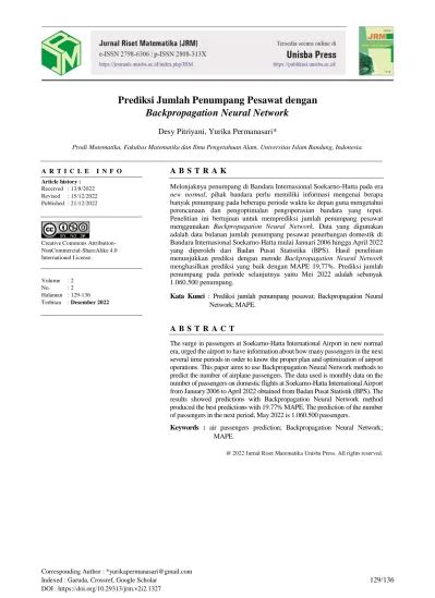 Prediksi Jumlah Penumpang Pesawat Dengan Backpropagation Neural Network