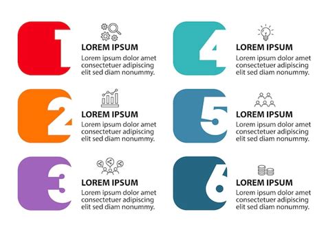 6 단계 인포그래픽 플로우 차트 디자인 템플릿 무료 벡터