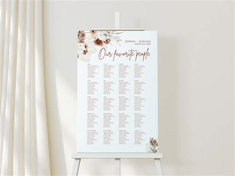 Boho Seating Chart Sign Seating Chart Template Our Favorite Etsy