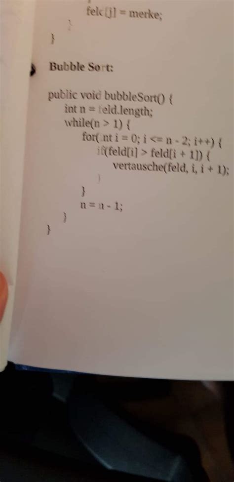 bubble sort erklärung für den code informatik java