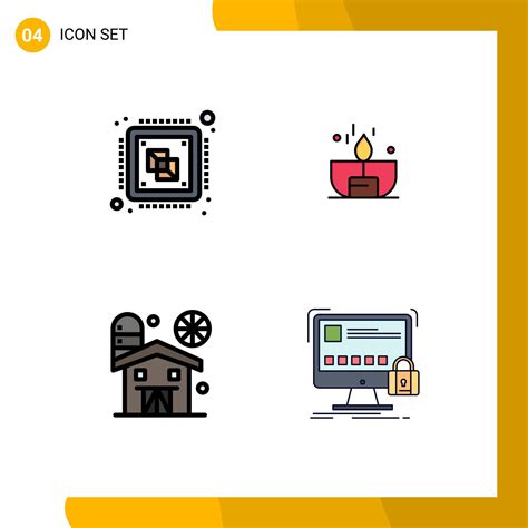 4 Universal Filledline Flat Color Signs Symbols Of Central Shine