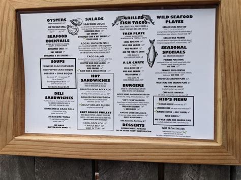Menu At Princess Seafood Restaurant Fort Bragg
