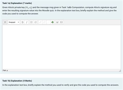 Solved Task 1a Explanation 7 Marks Given Alice S Private Chegg Com
