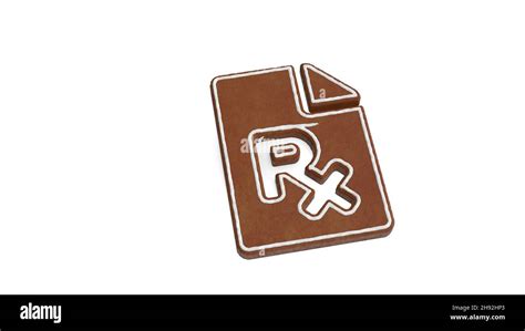 3d Rendering Of Gingerbread Cookie In Shape Of Symbol Of Paper With Bent Corner And Prescription