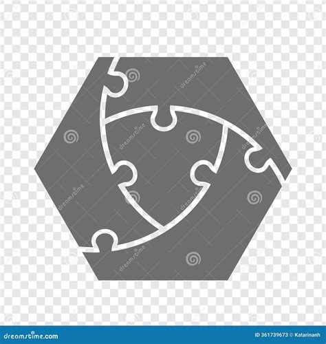 Simple Icon Hexagons Puzzle In Gray Simple Icon Hexagon Puzzle Of Three Elements And Reuleaux