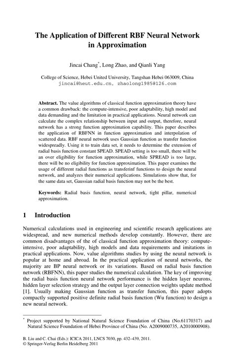 Pdf The Application Of Different Rbf Neural Network In Approximation
