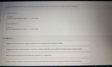 Solved Class Janitor Print Console Log Employee
