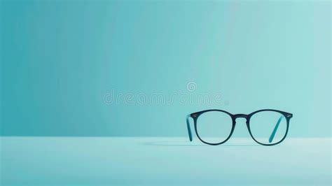 A Pair Of Black Eyeglasses Sits On A Light Blue Surface The Glasses
