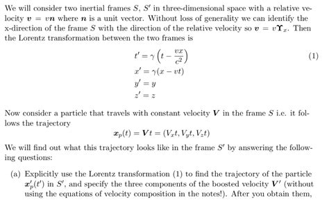 Solved We Will Consider Two Inertial Frames S S In Chegg