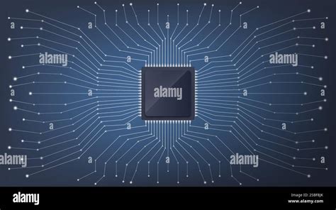 Microprocessor Connections Against Blue Background Stock Vector Images Alamy