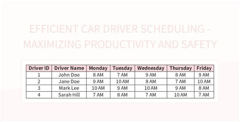 Free Driver Scheduling Templates For Google Sheets And Microsoft Excel Slidesdocs