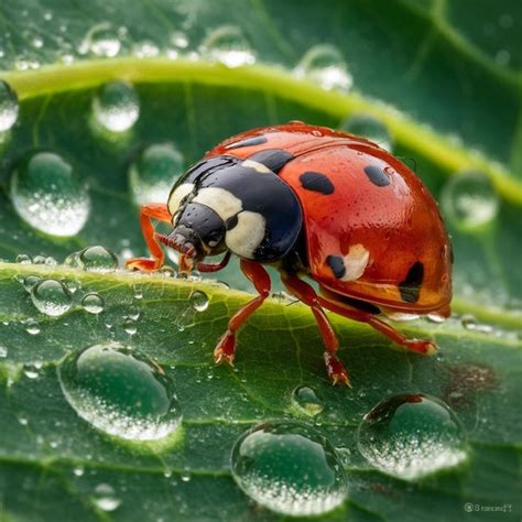 Ladybug Macro Premium Ai Generated Image