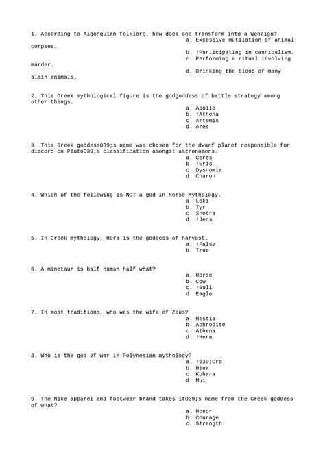 HIST Pre Lab According To Algonquian Folklore How Does One Transform Into A Wendigo