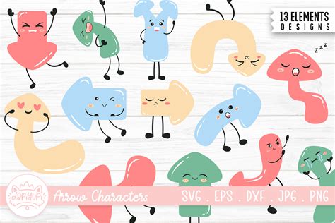 Funny Arrow Characters Clipart Bundle Graphic By Dapiyupi · Creative