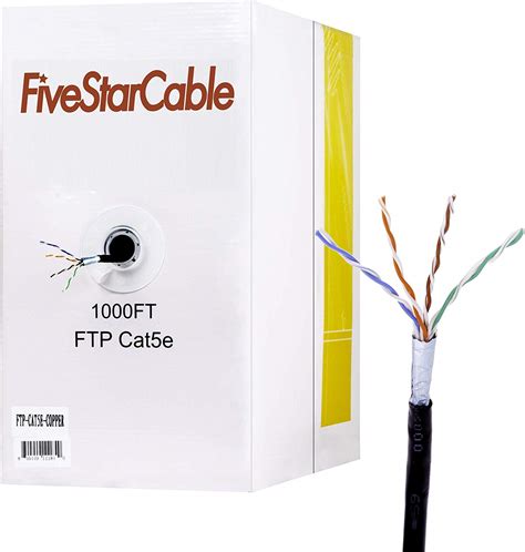 Fivestarcable 1000ft Cat5e Ftp Outdoor Shielded 24awg Solid Bare Copper