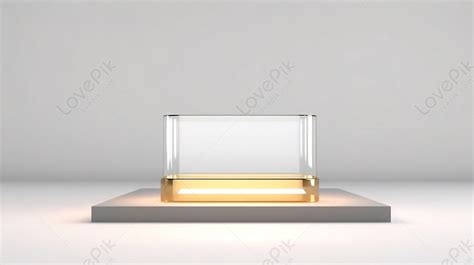 놀라운 3d 렌더링 골드 계단이 있는 유리 연단 흰색 배경에 조명 유리 프레임 연단 배경 비추다 배경 놀라 배경 이미지