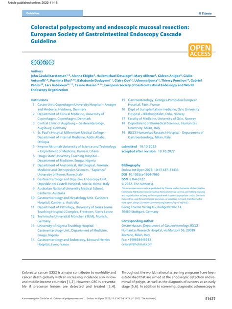 Pdf Colorectal Polypectomy And Endoscopic Mucosal Resection European Society Of