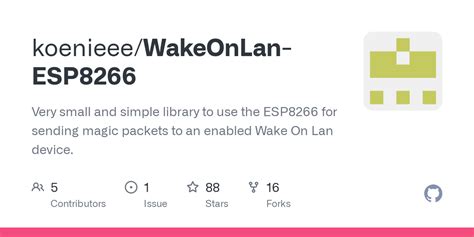 Github Koenieeewakeonlan Esp8266 Very Small And Simple Library To Use The Esp8266 For
