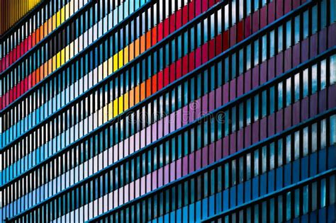 Vibrant Multicolored Facade With Geometric Window Patterns Stock Image Image Of Structure