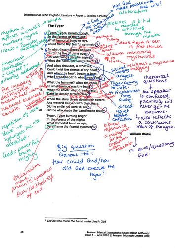 full set of poetry anthology annotations edexcel igcse english lit