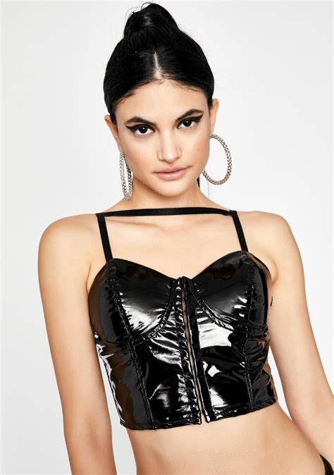 Vinyl Bustier Crop Top Black Dolls Kill Crop Top And High Waisted