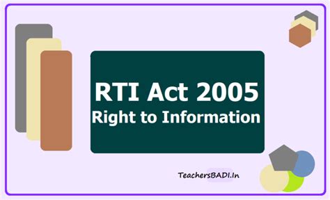 RTI Act 2005 Right To Information Act 2005