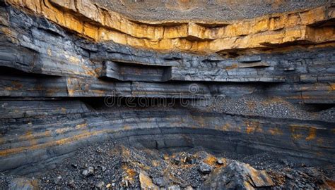 Geological Layers In A Quarry Demonstrate Geotechnical Engineering