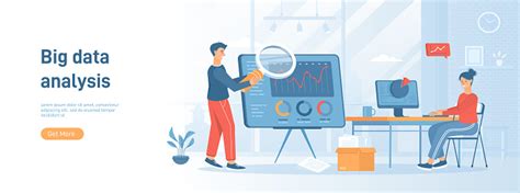 빅 데이터 분석 비즈니스 통계 연구 분석가는 차트 그래프 데이터베이스를 분석합니다 소셜 미디어 홍보 자료에 적합한 플랫