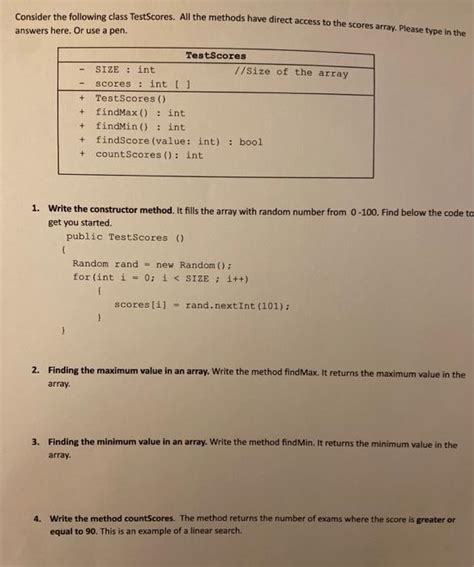 Solved Consider The Following Class Testscores All The