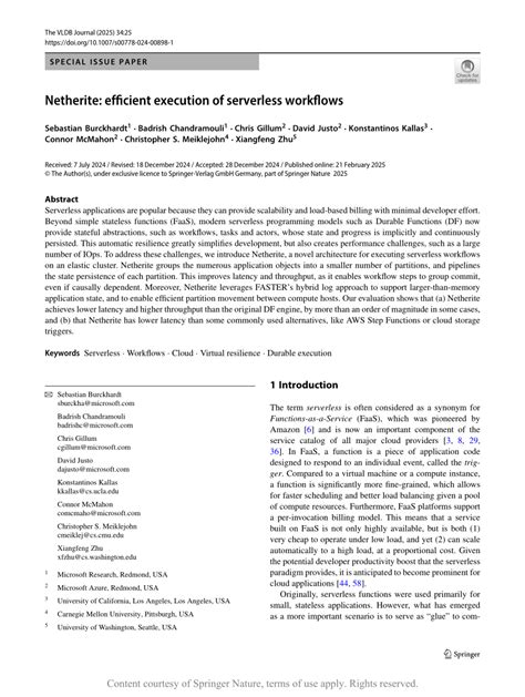 netherite efficient execution of serverless workflows request pdf
