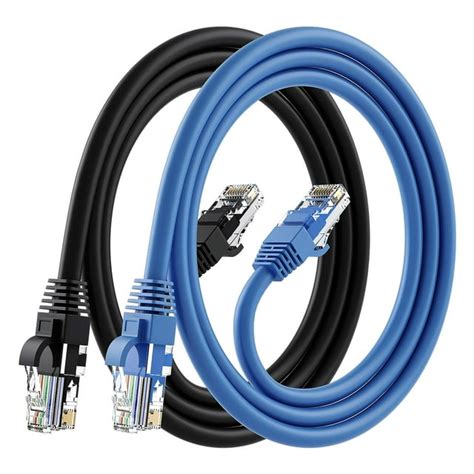 Gearit Cat 6 Ethernet Cable Cca Lan Network Patch Cable 3 Ft 2 Pack Black And Blue