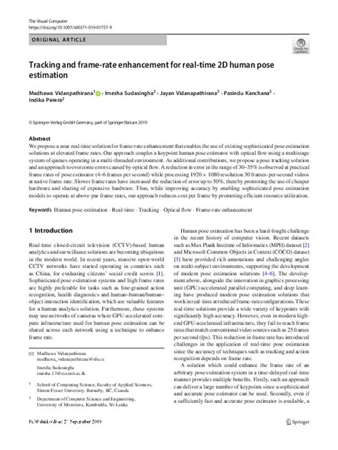 Pdf Tracking And Frame Rate Enhancement For Real Time 2d Human Pose Estimation