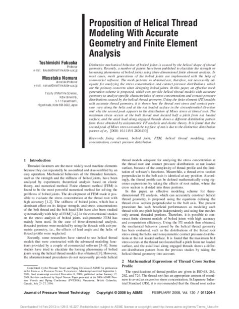 pdf proposition of helical thread modeling with accurate geometry and