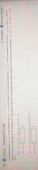 solved a line segment has x1 y1 as one endpoint find the