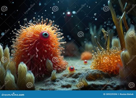 In The Microscopic Realm A Vibrant Microbe Dances Form Intricate Surreal A Symphony Of Colors