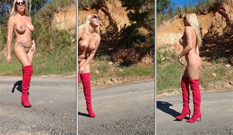 Marina Rotty Peladinha Com Botas De Cano Alto Ao Ar Livre Cnn Amador