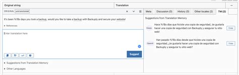 New Translation Memory TM Tab In The Right Sidebar Translate WordPress