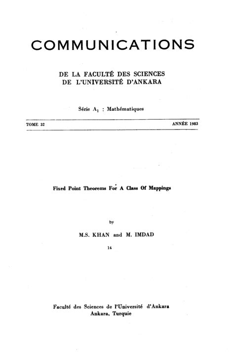 Pdf Fixed Point Theorems For A Class Of Mappings