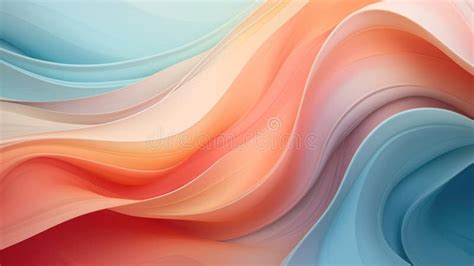 A Soothing Abstract Background With Gentle Curves And Flowing Lines With Soft Blue And Red