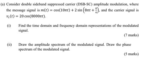 Solved π a Consider double sideband suppressed carrier Chegg com