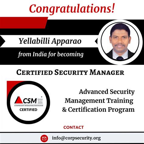 Siva Rp Csm® Css® Csi® Cbcs® En Linkedin Corpsecurityinternational Certification