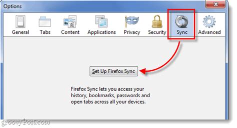 how to setup sync for firefox 4