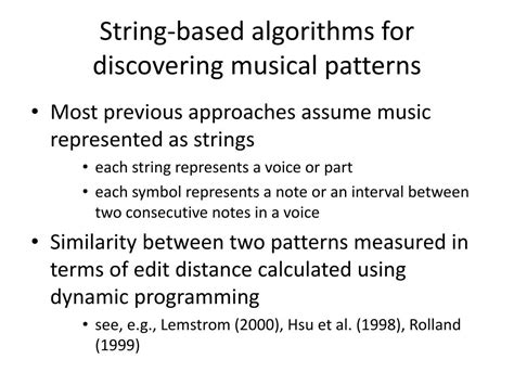 Ppt Algorithms For Pattern Matching And Pattern Discovery In Music
