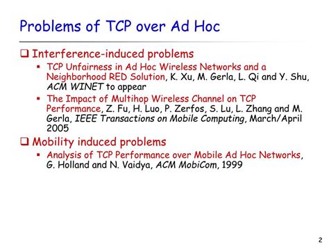 Ppt Tcp In Ad Hoc Networks Powerpoint Presentation Free Download Id3694033
