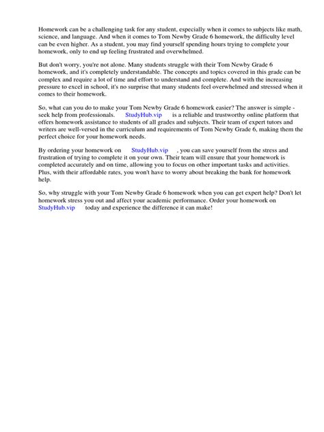 Tom Newby Grade 6 Homework Pdf Homework Solubility