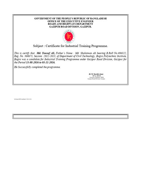 Certificate Training Pdf