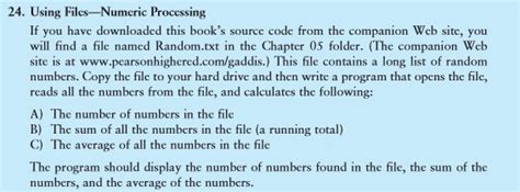 solved 24 using files numeric processing if you have